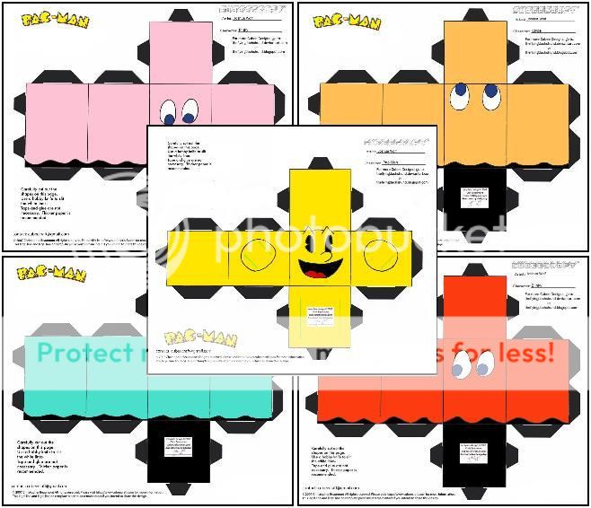 Ms Pacman Paper Toy Free Printable Papercraft Templates Set Of Pac Man